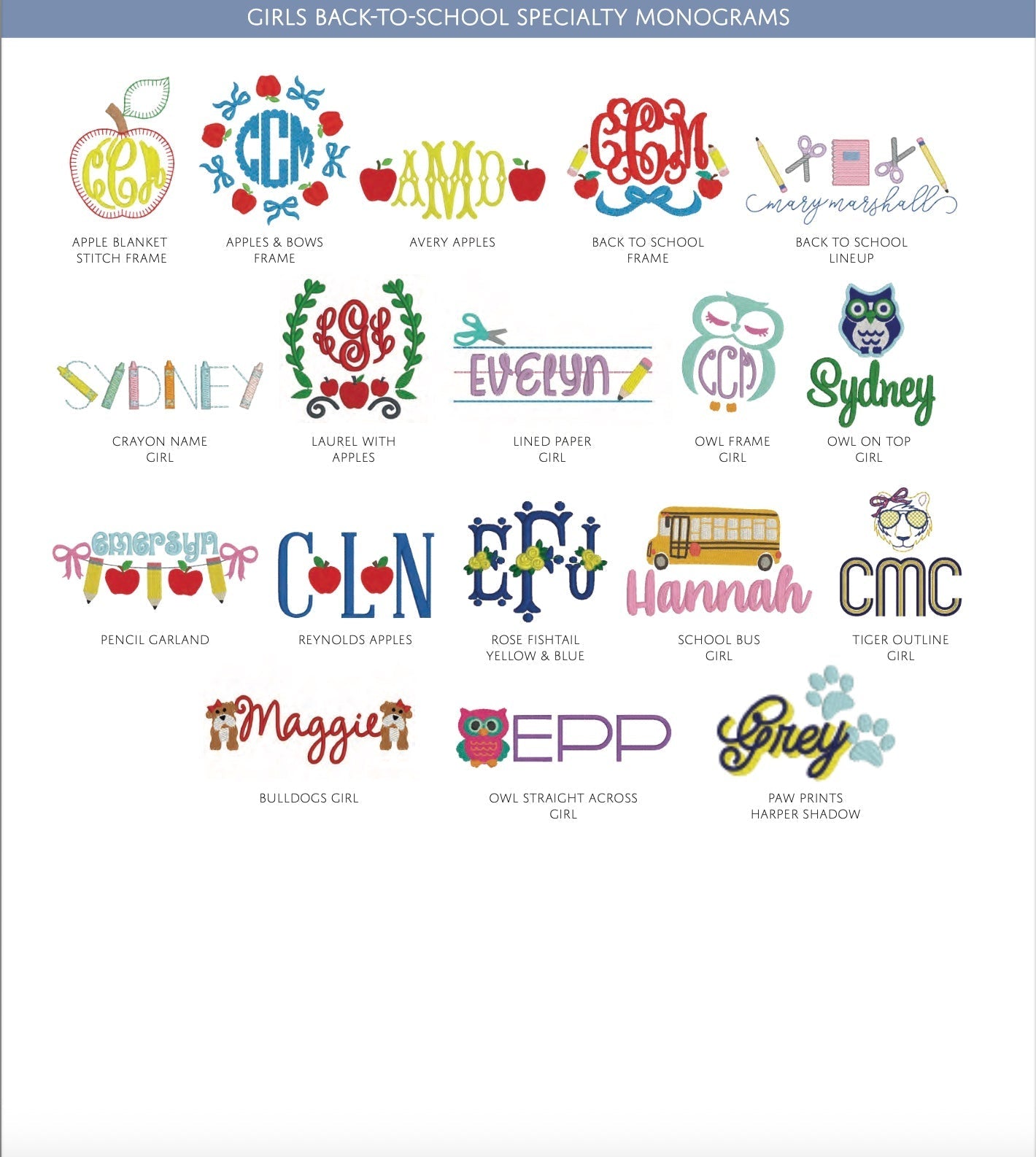 Girls Back-to-School Specialty Monograms – Persnickety Shop